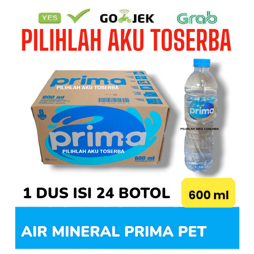 Jual Air Mineral Prima Prim-A Botol Pet 600 ml - (HARGA 1 DUS ISI 24) | Shopee Indonesia