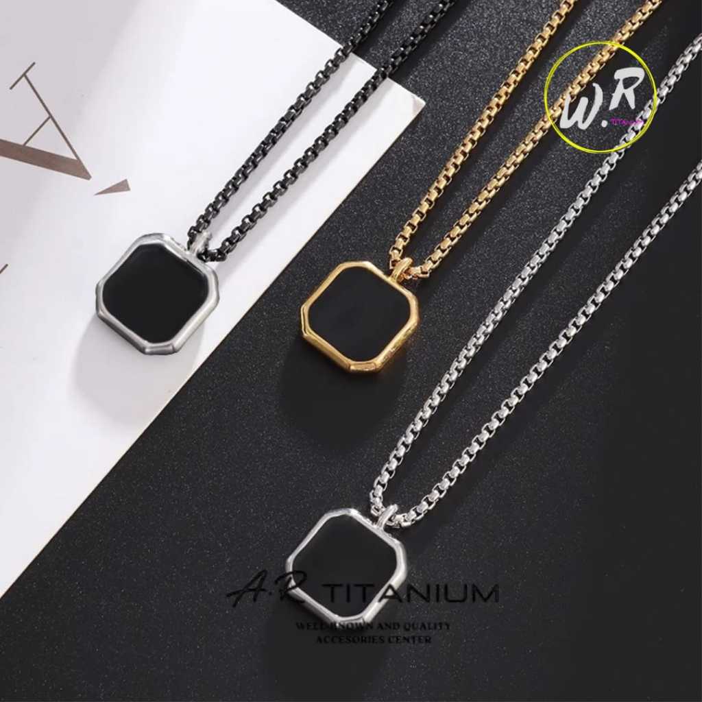 Jual KALUNG TITANIUM RANTAI ROLO LIONTIN PERSEGI PRIA WANITA LIONTIN ...