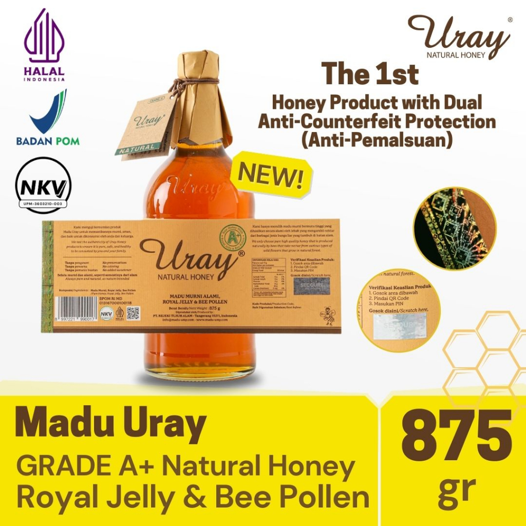 Jual Madu Uray Natural Honey 875gr Grade A+ dengan Royal Jelly dan Bee ...