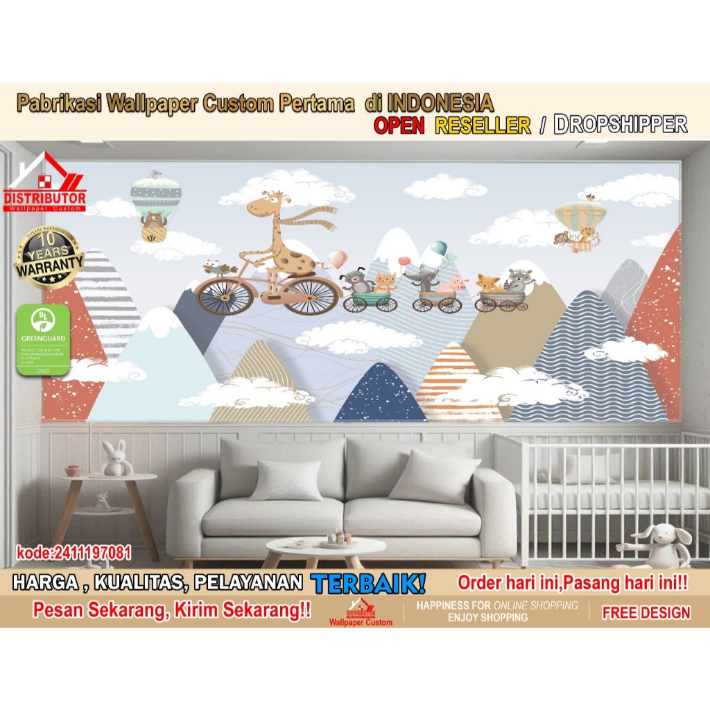 Jual Wallpaper Dinding Custom 3D Animasi Anak | Animasi Hewan ...