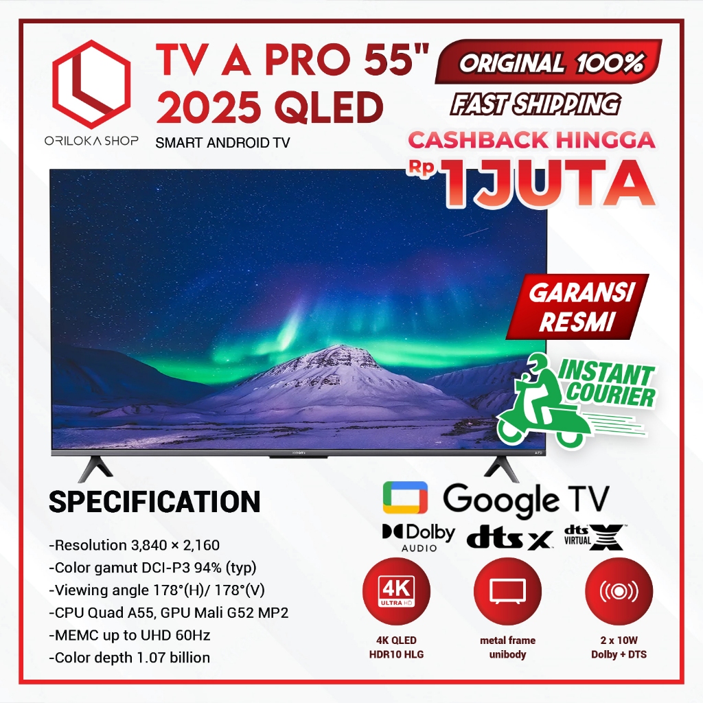Jual Xiaomi Mi Google TV 55" Inch A Pro 2025 60Hz 4K QLED Dolby Smart ...