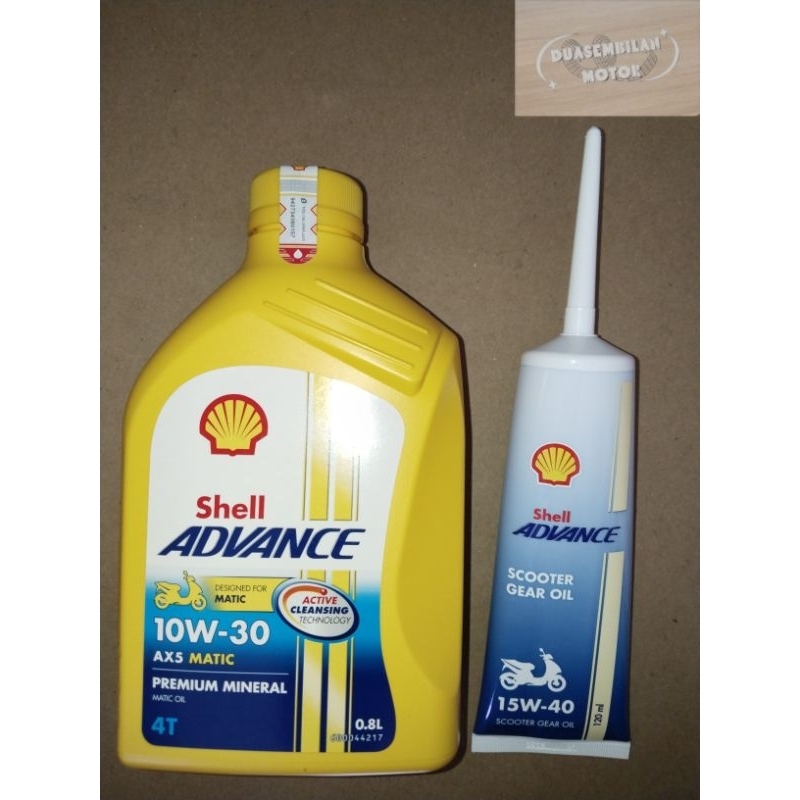 Jual Oli Shell Advance AX5 Matic 10W-30 800 ml + Oli Gardan Shell 120 ml - Beat, Vario, Scoopy ...