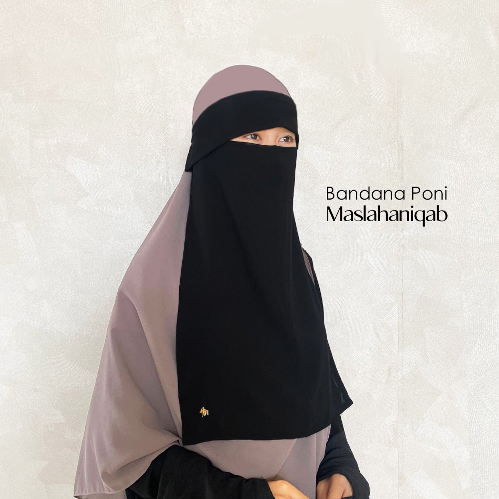 Jual Maslaha Niqab l Niqab Bandana Poni Hitam Siffon Silk Arab Premium l Cadar Bandana Poni ...