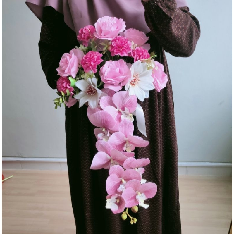 Jual Hand buket juntai anggrek cascade wedding hand bouquet pengantin ...