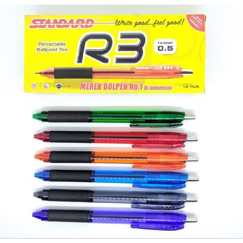 Jual BULPEN CETEK/BULPOINT CETEKAN STANDARD R3 0,5MM HITAM (12 BIJI ...