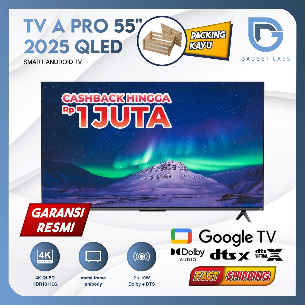 Jual (+Packing Kayu) Xiaomi Mi Google TV 55" Inch A Pro 2025 60Hz 4K ...