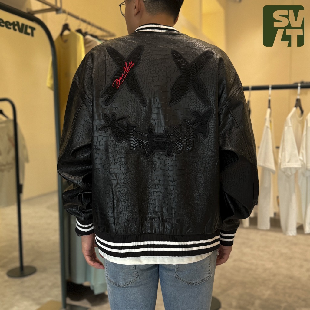 Jual Ricky Clown Black Mamba Snakeskin Embroidered Crocodile Varsity ...