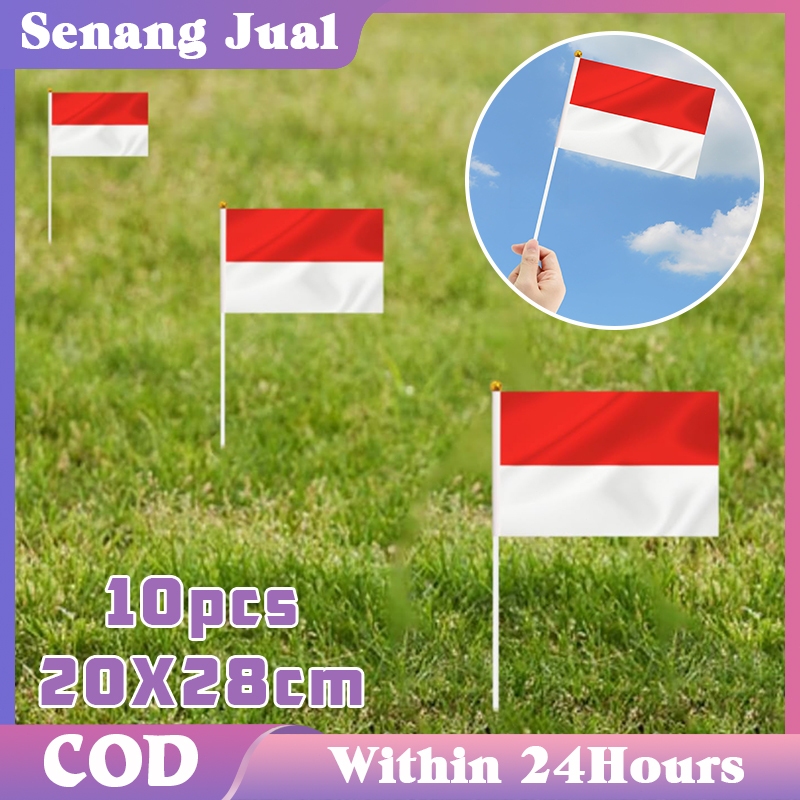 Jual 20X28CM Bendera Stik Merah Putih 10Pcs Bendera Pawai Merah Putih ...