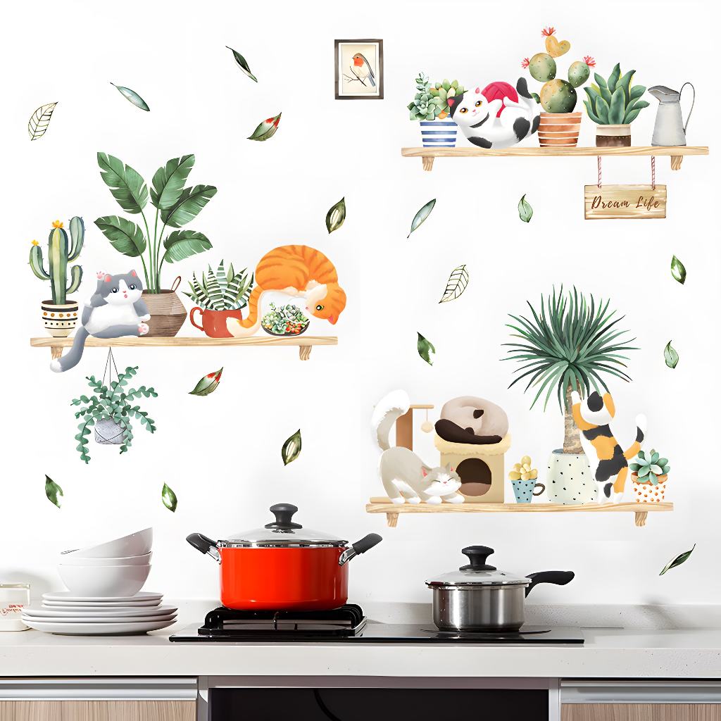 Jual stiker dinding transparant bahan PVC sudah berperekat motif rak ...