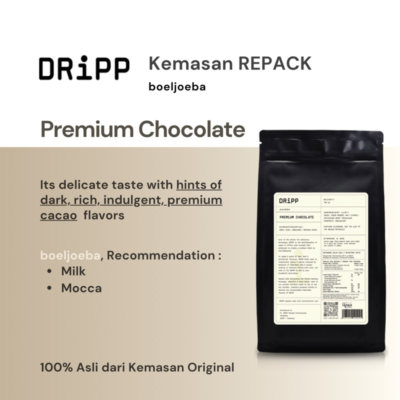 Jual DRiPP Premium Chocolate Powder Repack [30] g | Shopee Indonesia