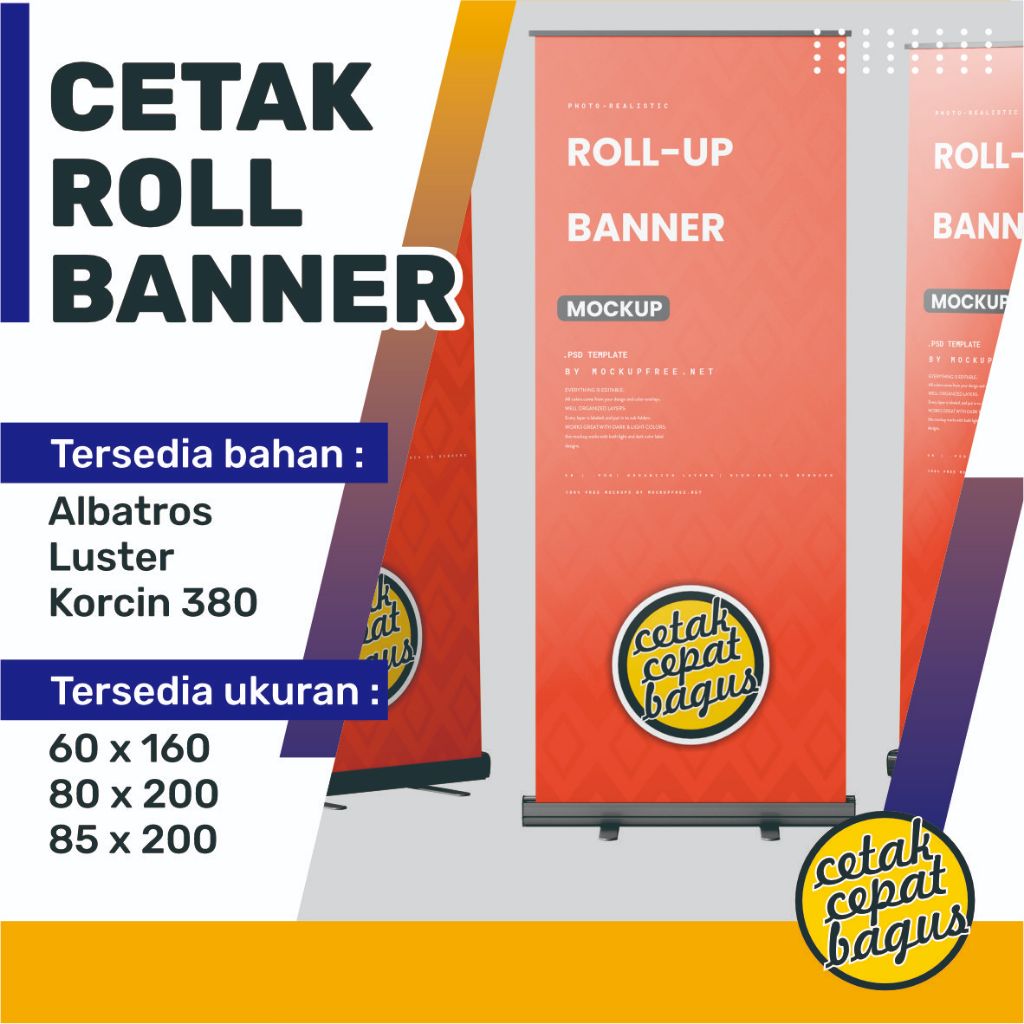 Jual Cetak Roll Banner Ukuran 60 x 160 / 80 x 200 cm + Print / Gambar Desain / Design Custom ...