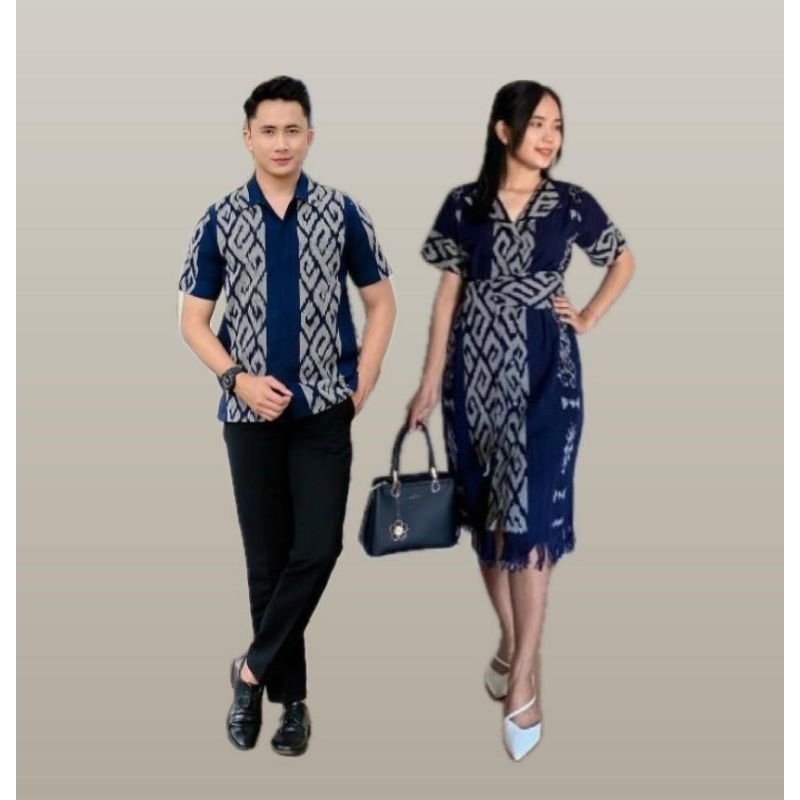 Jual Couple Tenun Blanket Baju Tenun Couple Kemeja dan Dress Tenun ...