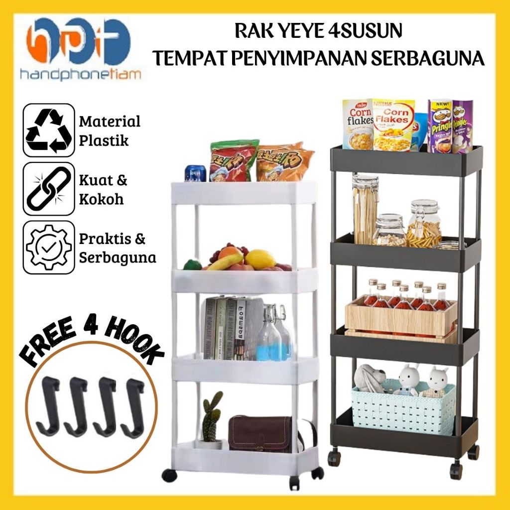 Jual Rak Yeye 4 Susun Dengan Roda / Storage Rack Minimalis / Tempat ...
