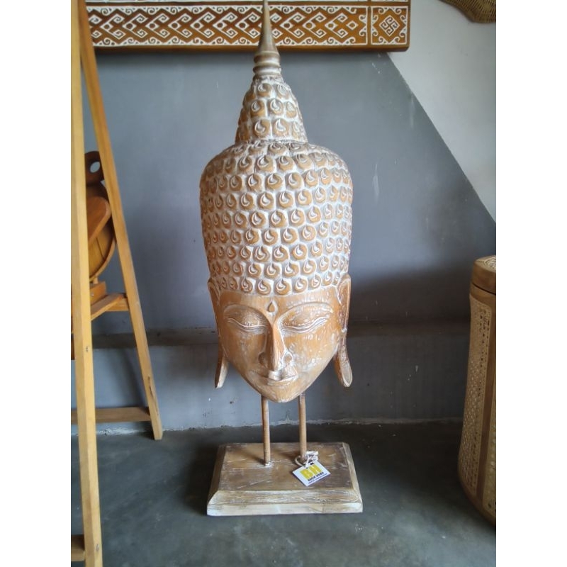 Jual Patung Kayu Ukir Buddha Stand Premium Natural | Shopee Indonesia