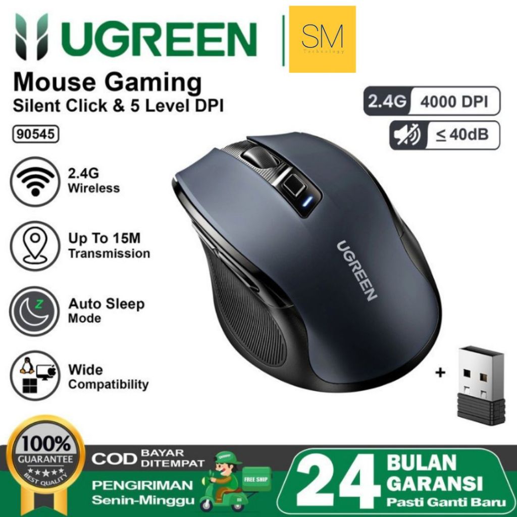 Jual UGREEN Mouse Gaming Wireless Silent Click 4000 DPI 2.4G 90545 ...