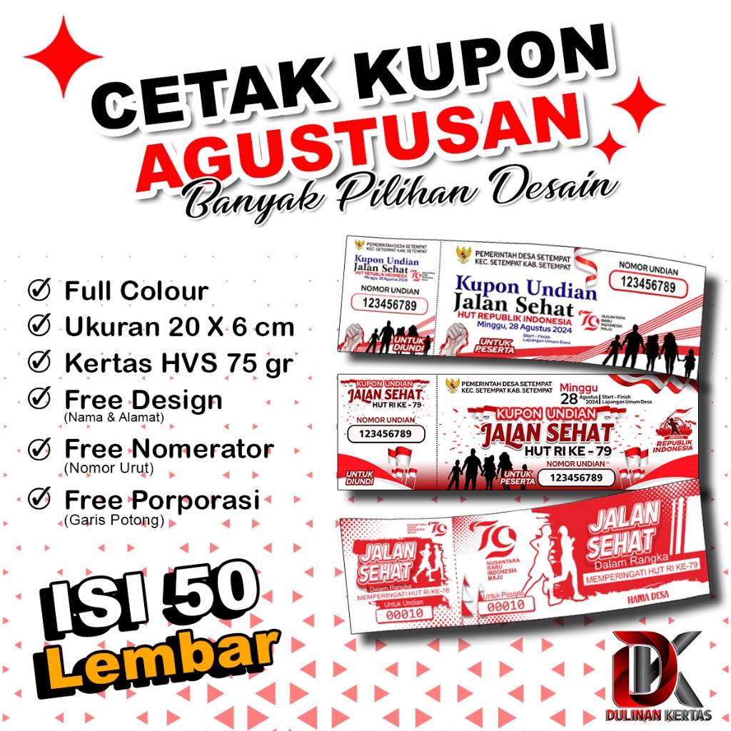 Jual Cetak Kupon Undian Jalan Sehat/Agustusan Free Nomor Urut dan free ...