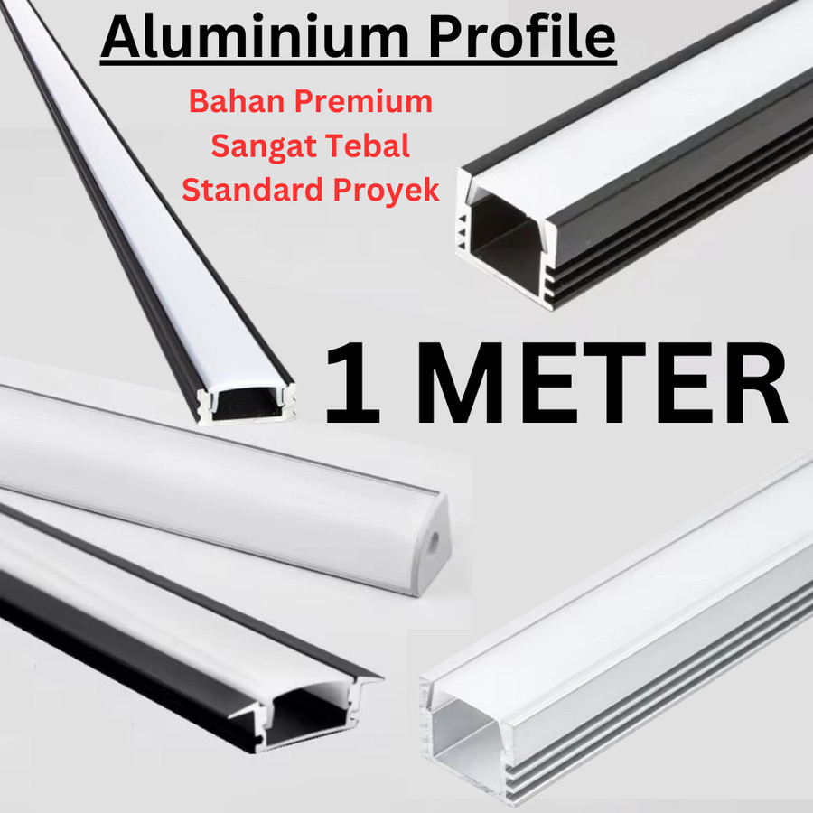 Jual Aluminium Profile 1 Meter Kap Housing LED Strip Cover Ledstrip ...