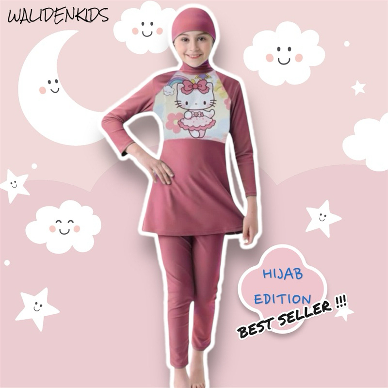 Jual Baju Renang Anak Perempuan Muslim Hijab Muslimah Hello Kitty 1-12 ...