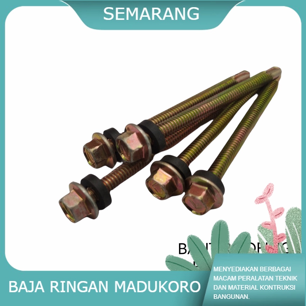 Jual BAUT ROOFING M5 x 70mm LION ROPING ROFING BAUT GALVALUM ISI 300 ...