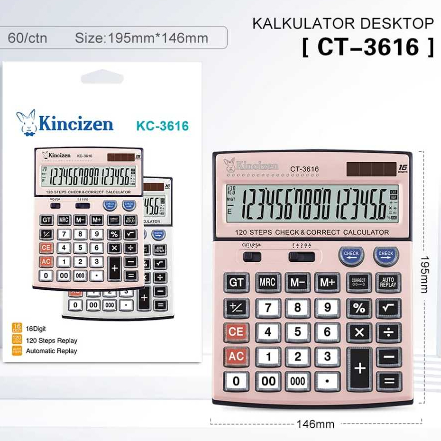Jual Original KINCIZEN KC 3616 Calculator 16 Digit Check Correct Bisa ...