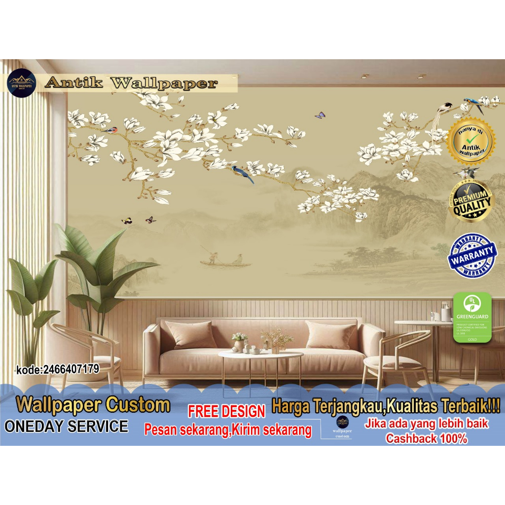 Jual Wallpaper Custom & Wallstiker Custom 3D Tema Chinoserie | Elegant ...