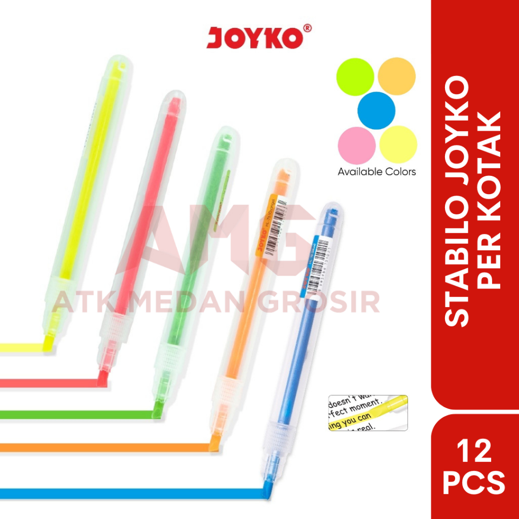 Jual 12 PCS STABILO JOYKO HIGHLIGHTER PENANDA PER KOTAK | Shopee Indonesia