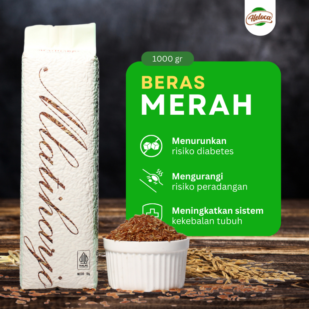 Jual Beras Merah Organik 1 Kg - Halal - Beras Diet - Beras Rendah Gula ...