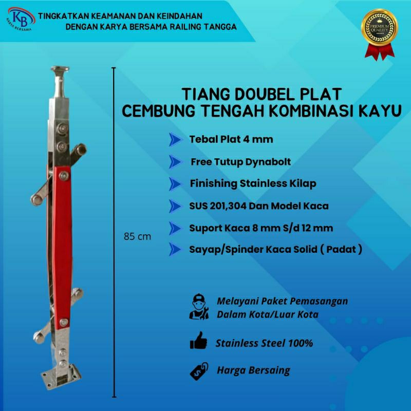 Jual Tiang railing tangga kaca ss201 304 Railing balkon kaca tiang ...