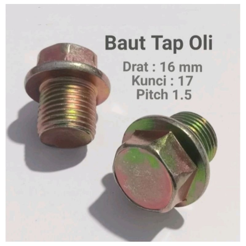 Jual Baut Tap Oli Oversize M16x1.5 Baut 22 Kunci 17 Set Ring alumunium ...