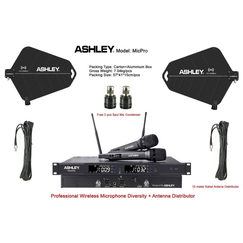 Jual mic wireless ashley mic pro original ASHLEY MIC PRO FREE KOPER ...