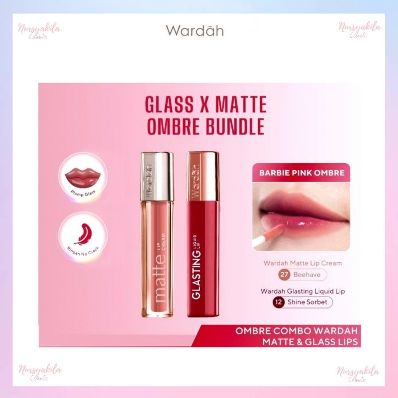 Jual Paket Ombre Lips Wardah Matte Lip Cream + Glasting Liquid Lip | Shopee Indonesia