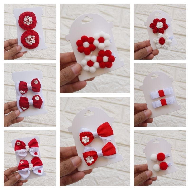 Jual jepit rambut merah putih/kuncir rambut merah putih/jepit agustusan ...