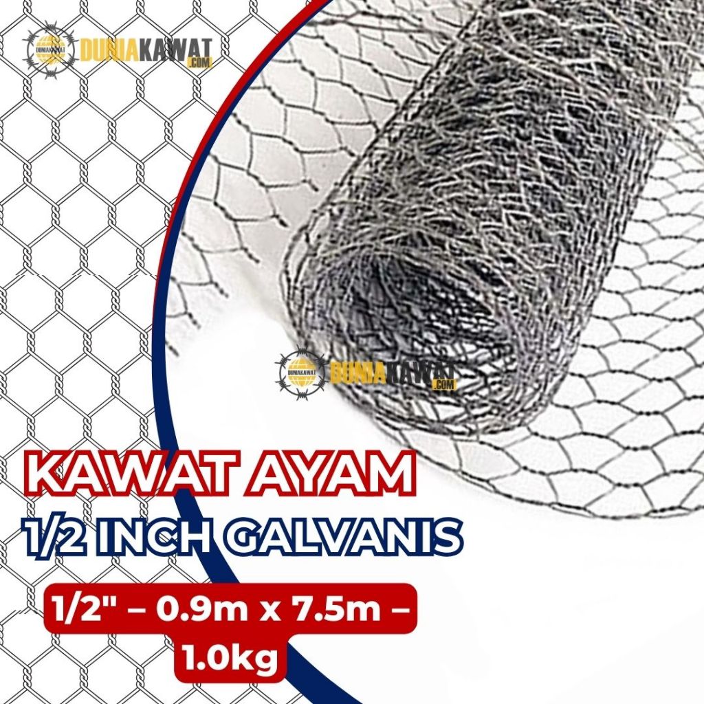 Jual Kawat Ram Ayam Hexagonal Galvanis Ukuran 0.9x7.5 Meter / 0.9x20 ...
