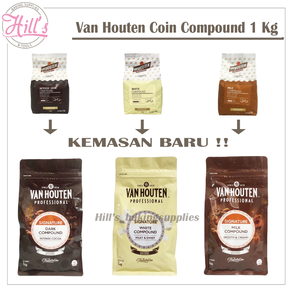 Jual VAN HOUTEN COIN COMPOUND 1 KG PROFESSIONAL / DARK INTENSE MILK WHITE CHOCOLATE / COKLAT ...