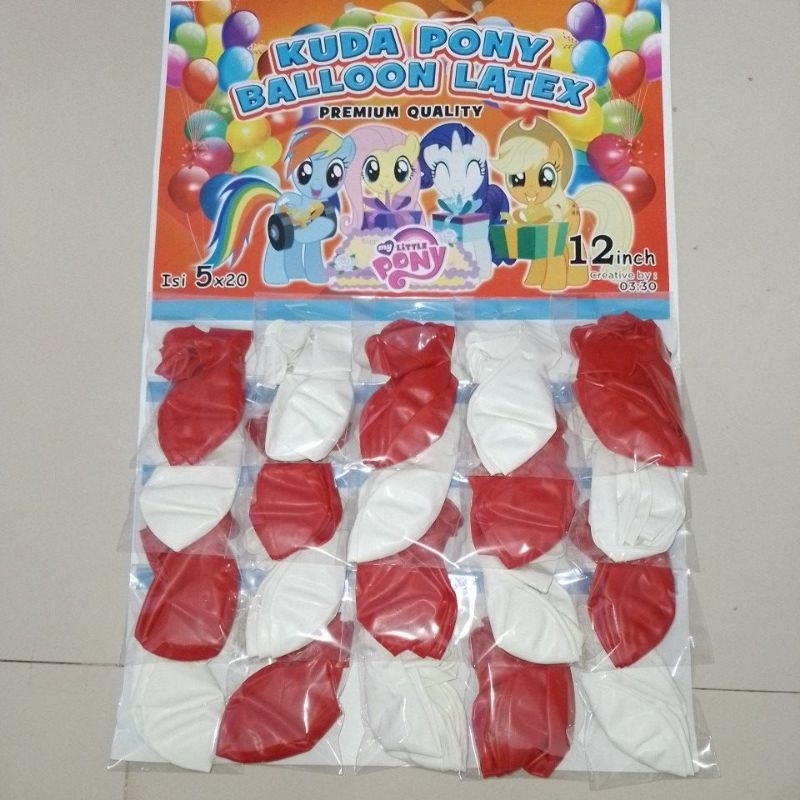 Jual Balon Latex Metalik Merah Putih Polos 12 inch ( Lembar isi 100 Pcs ...