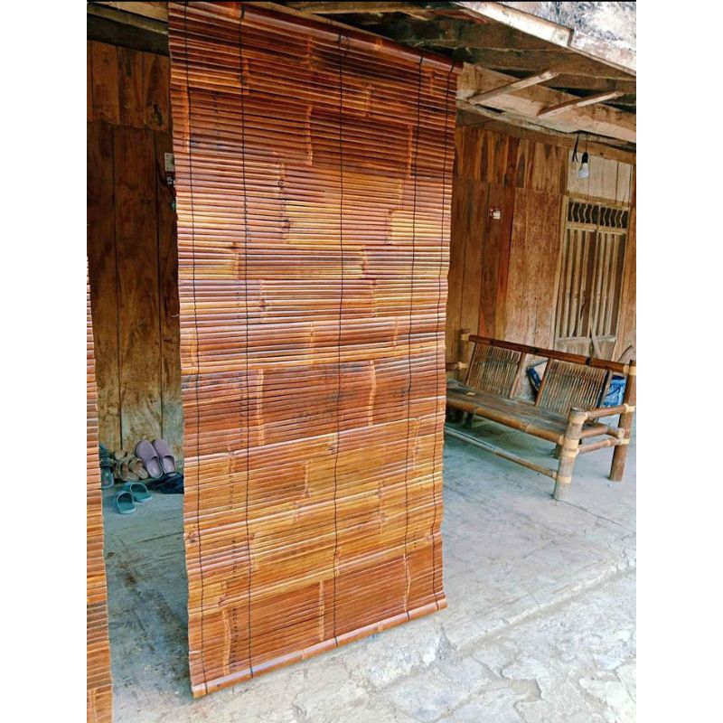 Jual Tirai / Kerai Bambu Hitam Wulung Kerai Jendela Teras Outdoor Ukuran 1m x 2m | Shopee Indonesia