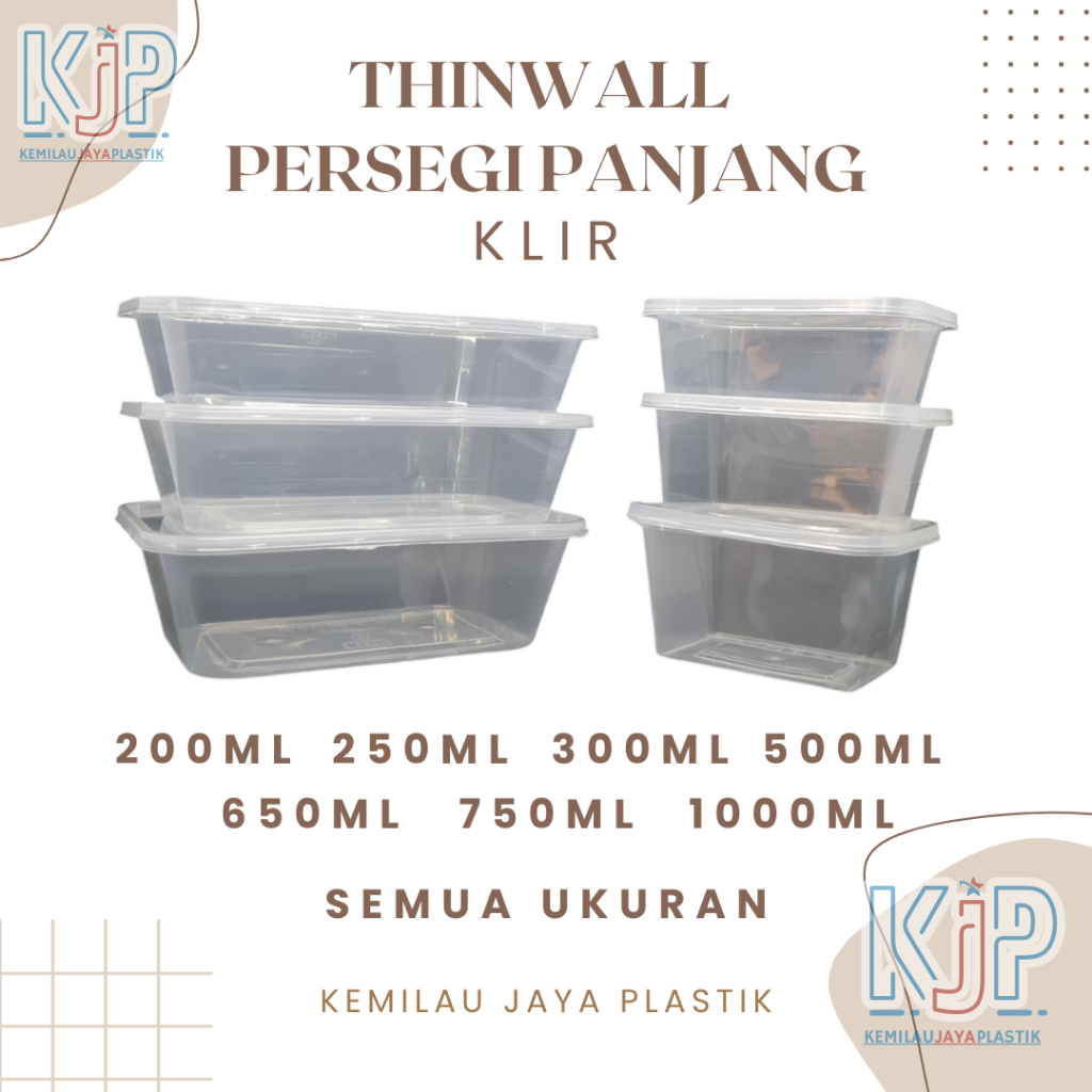 Jual Thinwall KLIR Persegi Panjang 200ml, 250ml, 300ml, 500ml, 650ml, 750ml, 1000ml / Kotak ...