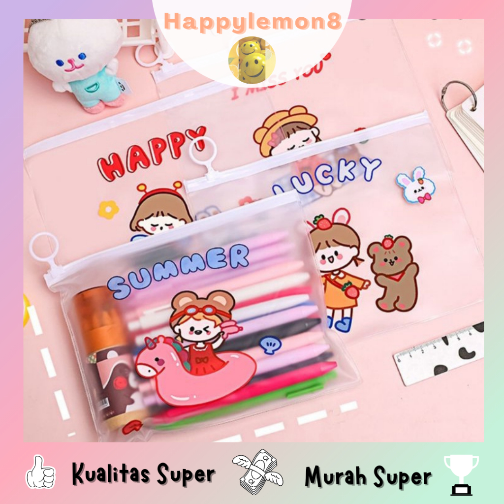 Jual Tempat Pensil Transparan/kotak pensil Map File/ Zipper Bag ...
