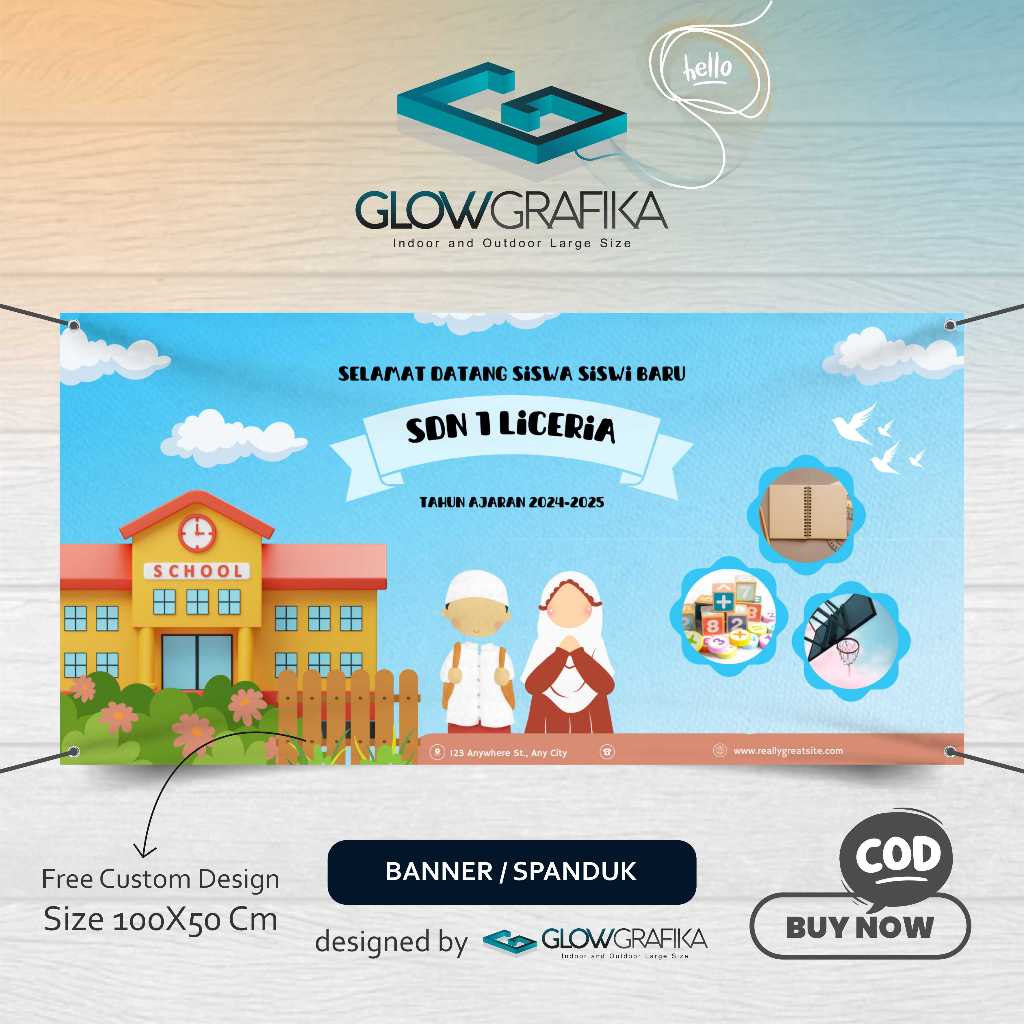 Jual Cetak Spanduk Banner MMT Hijau dan Biru Ceria Banner Selamat ...
