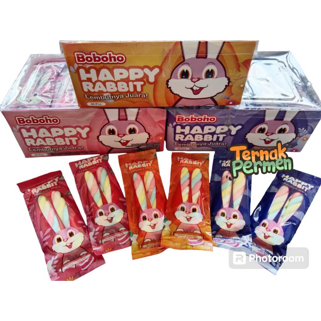Jual MARSHMALLOW BOBOHO HAPPY RABBIT BOX ISI 30 PCS | Shopee Indonesia