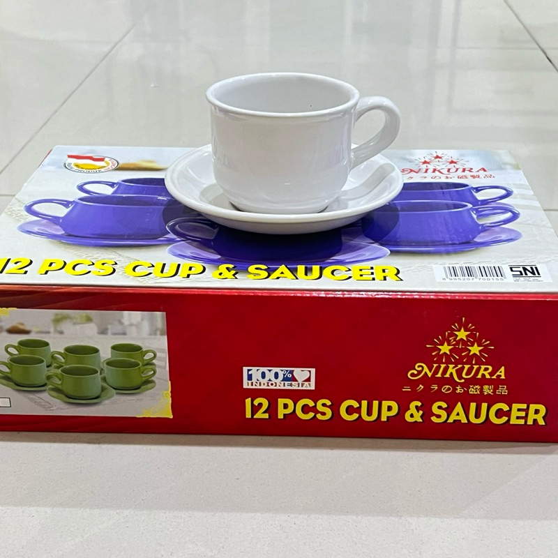 Jual satu set cangkir keramik nikura putih isi 6 pasang | Shopee Indonesia