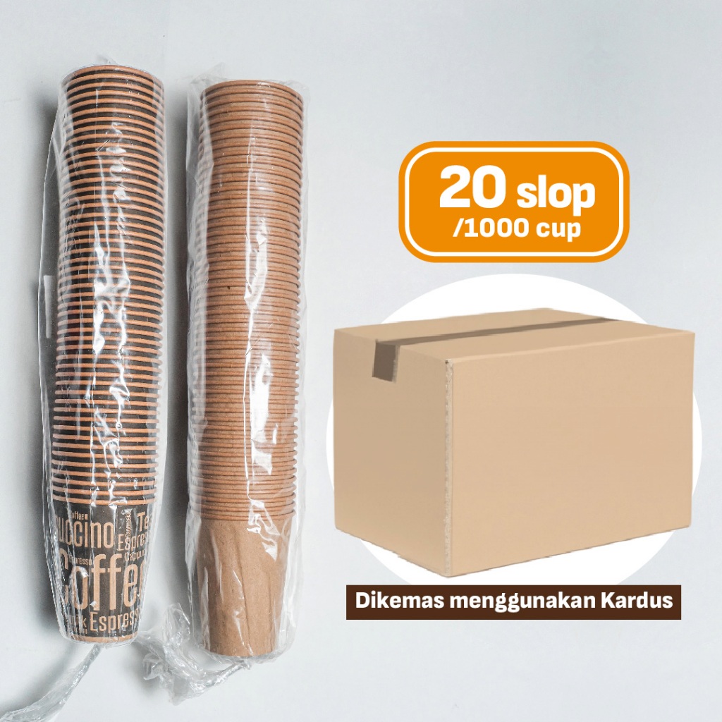 Jual [1DUS] Paper Cup KRAFT Coklat 8,5 Oz / Gelas Kertas Tahan Panas untuk Kopi Teh - Polos ...