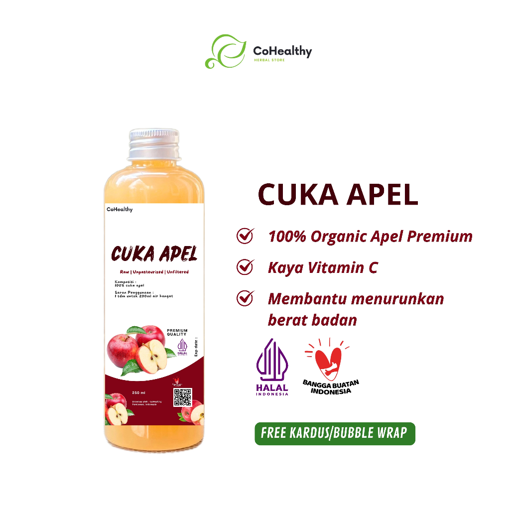 Jual Cuka Apel Asli Minuman Diet Premium Pure Original 250ml | Shopee ...