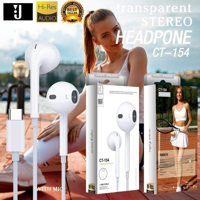 Jual Headset Type C + Mic CT-154 Model Kuping keras Hf Handsfree ...