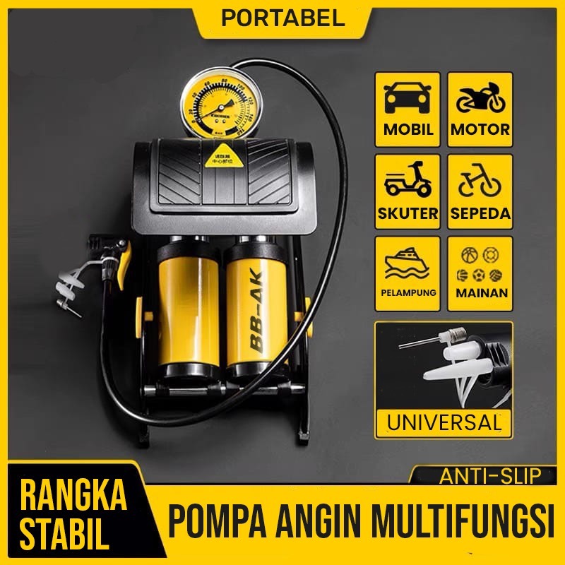 Jual Pompa Angin 200 PSI Mini Foot Pump Portable Manual Untuk ban mobil ...