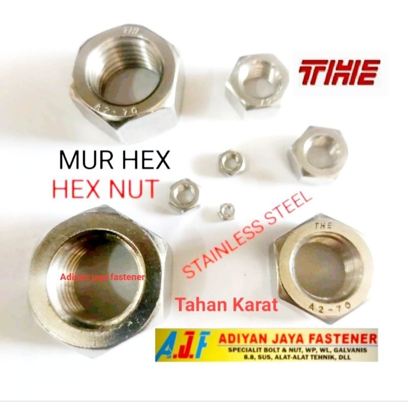 Jual MUR HEXAGON / HEXAGON NUT DRAT UNC KASAR 1/4 G-20 INCHI STAINLESS ...