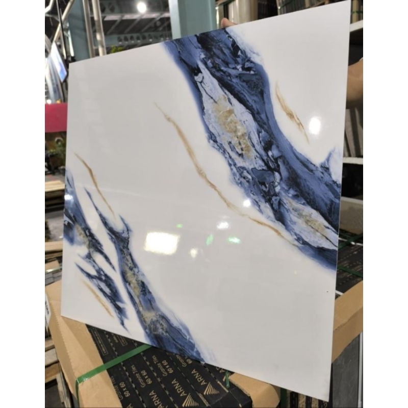 Jual Granit Arna 60x60 Glossy Putih Corak Biru Amreta Blue Kw Lokal ...