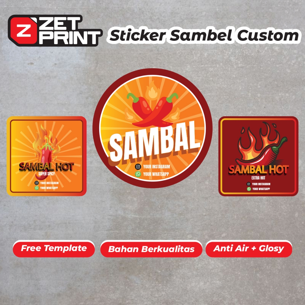 Jual Stiker Label Sambel Custom Anti Air Sticker Vinyl Sambal Murah Dan ...
