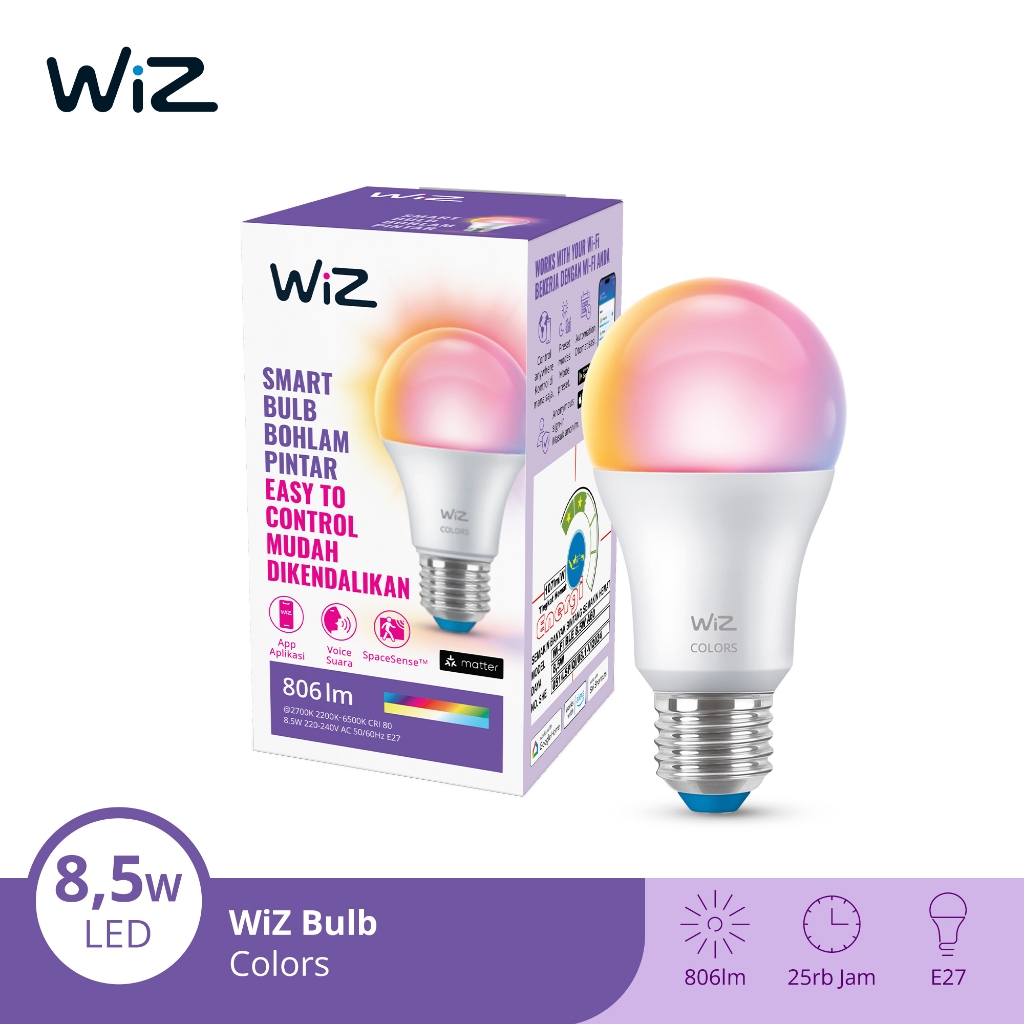 Jual WiZ Lampu Smart LED WiFi Smart Bulb RGB Warna 8,5W, 8,5W Multipack, 13W | Shopee Indonesia