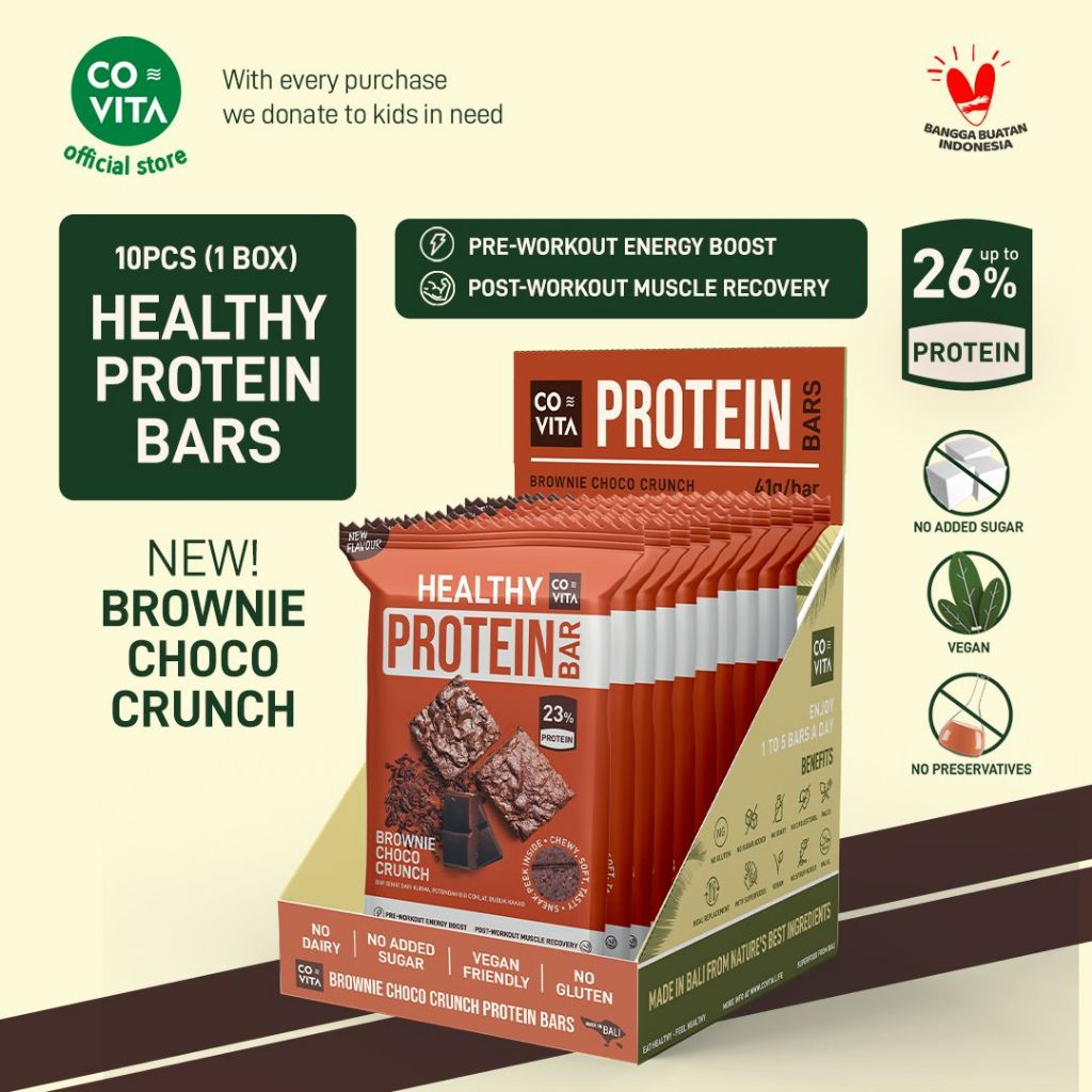 Jual Covita Healthy Protein Bars Box - Brownie Choco Crunch | Shopee ...